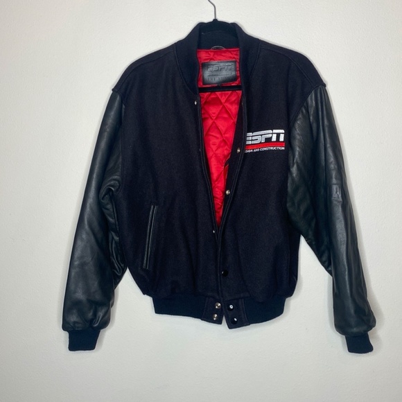 ESPN | Jackets & Coats | Espn The Store Wool Leather Sleeve Espn Design ...